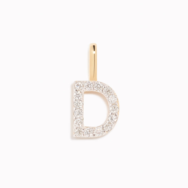 Lab Grown Diamond Initial Pendant 14k Gold - D | Linjer Jewelry