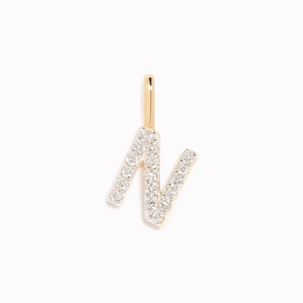 Diamond Initial Pendant 14k Gold - N | Linjer Jewelry
