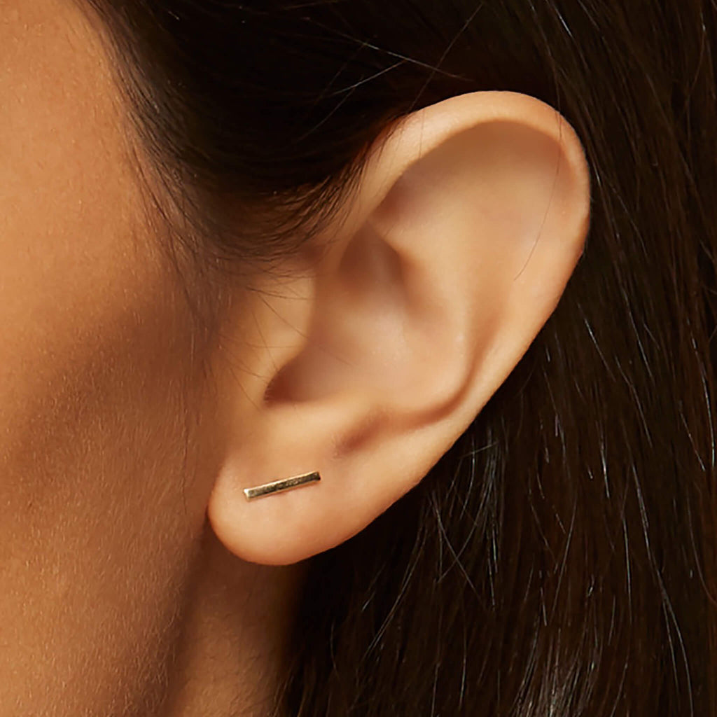 14k Gold Bar Earrings | Linjer Jewelry