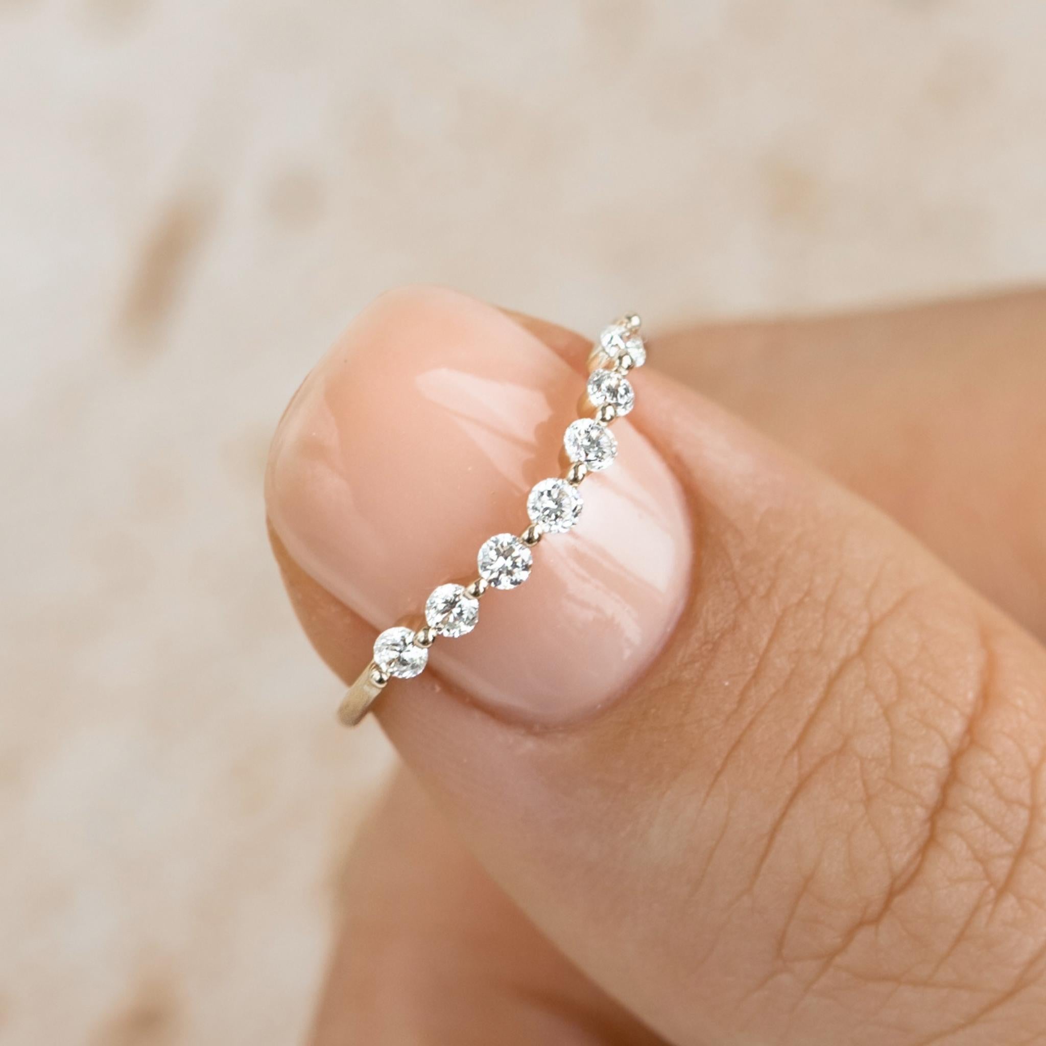 Curved Diamond Ring 14k Gold - Isla | Linjer Jewelry