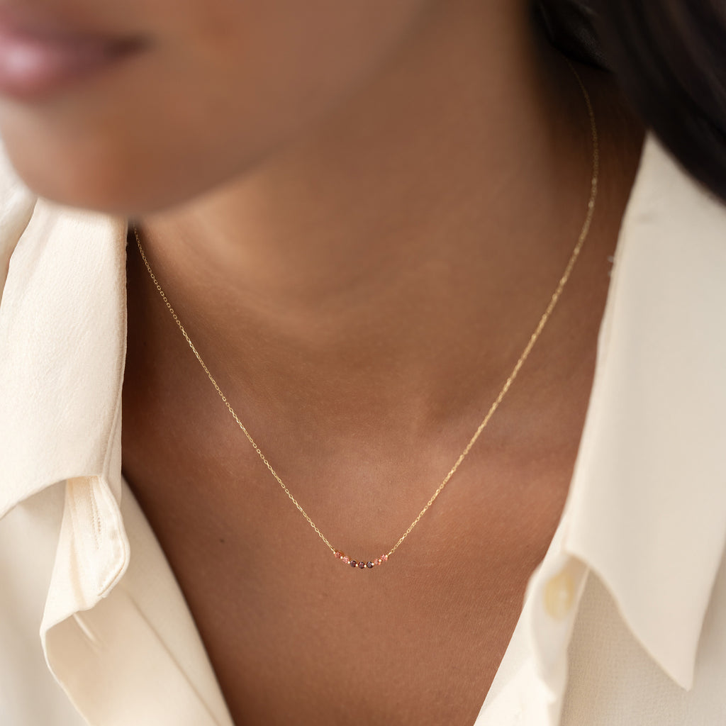 January Birthstone Necklace 14k Gold - Ombre Garnet | Linjer Jewelry