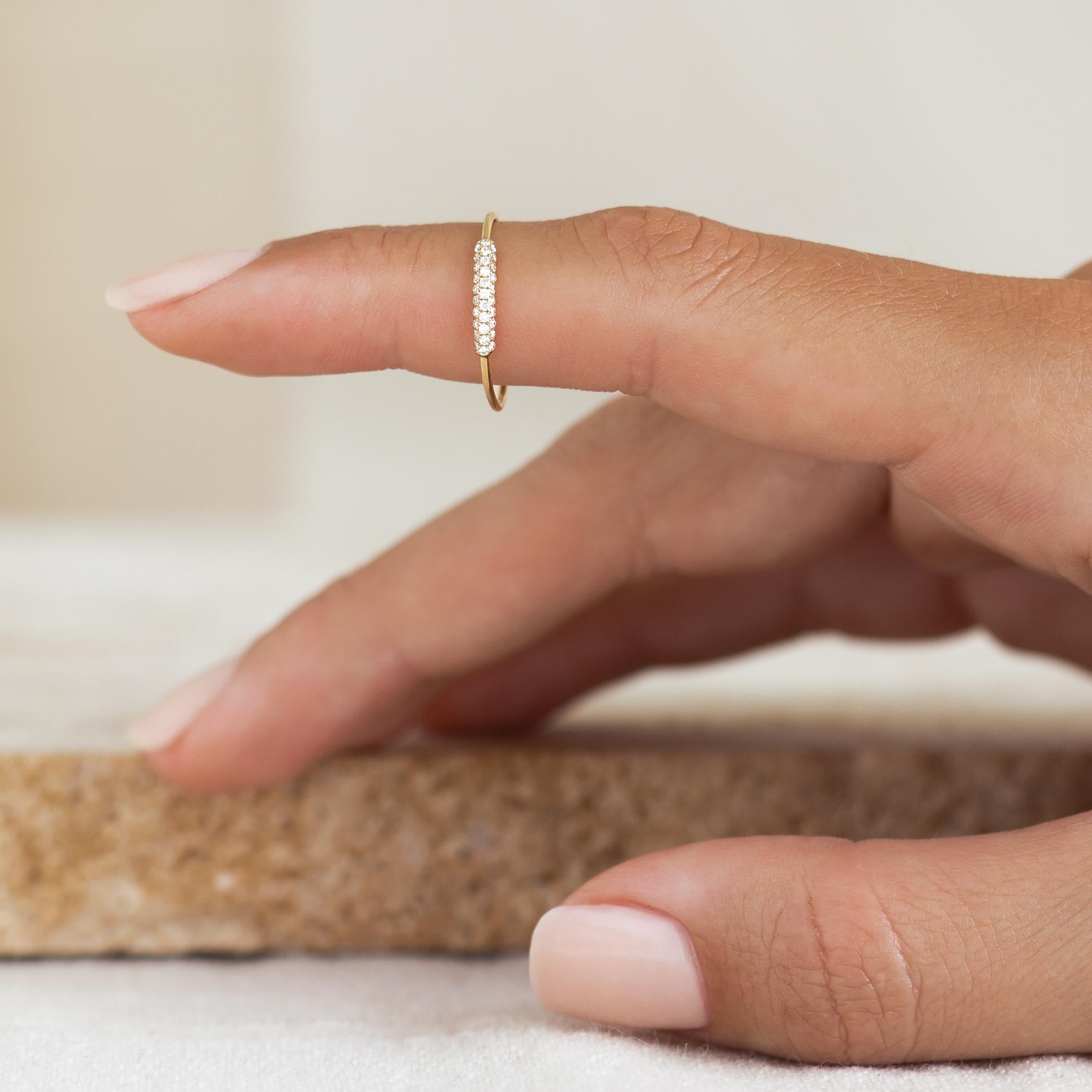 Diamond Pave Ring 14k Gold - Elena | Linjer Jewelry