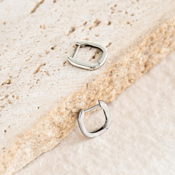 Square Huggie Earrings Silver - Amelia | Linjer Jewelry