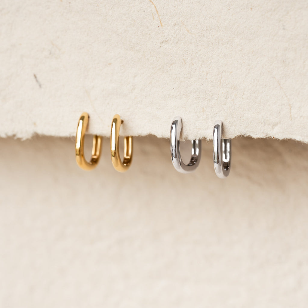 Square Huggie Earrings - Amelia | Linjer Jewelry