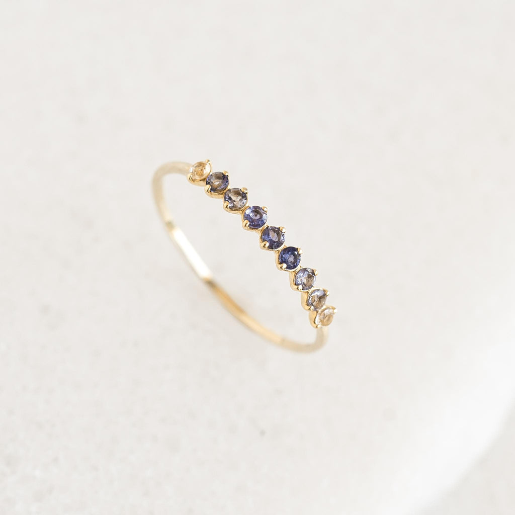 December Birthstone Ring 14k Gold - Ombre Cordierite | Linjer Jewelry