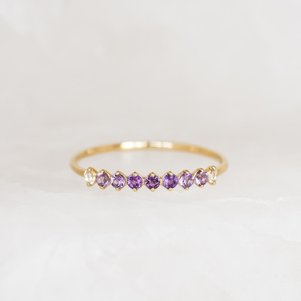 February Birthstone Ring 14k Gold - Ombre Amethyst | Linjer Jewelry