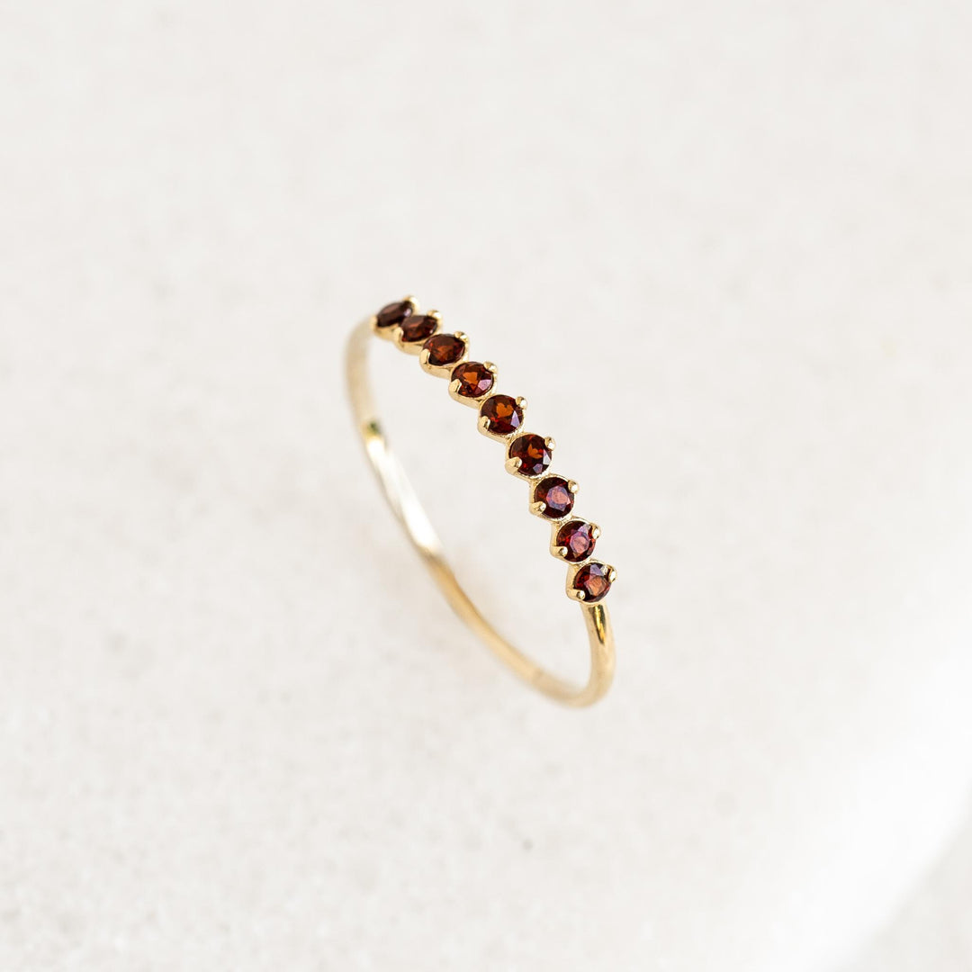 January Birthstone Ring 14k Gold - Garnet | Linjer Jewelry