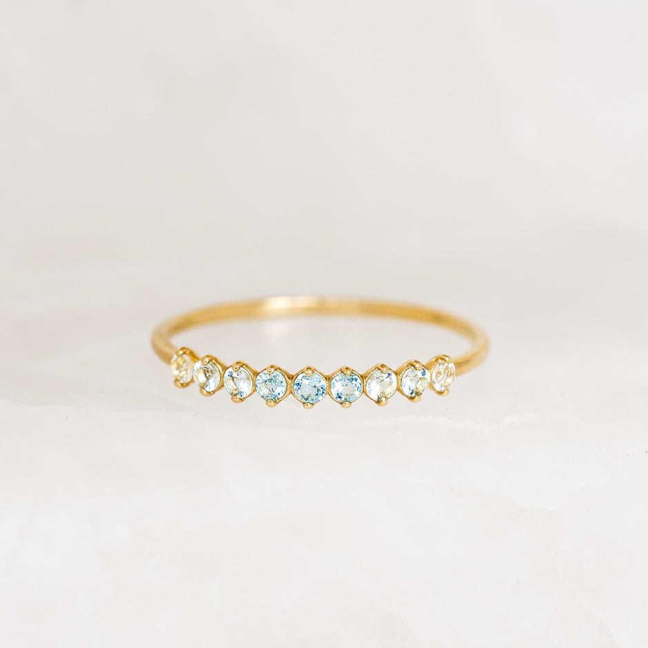 March Birthstone Pear Ring 14k Gold - Swiss Blue Topaz and Diamond ...