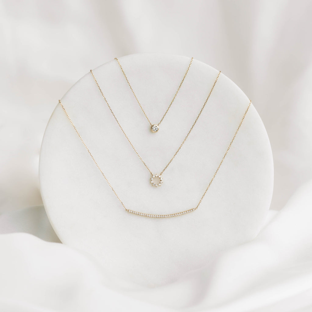 Bezel Set Diamond Necklace 14k Gold - Thais | Linjer Jewelry