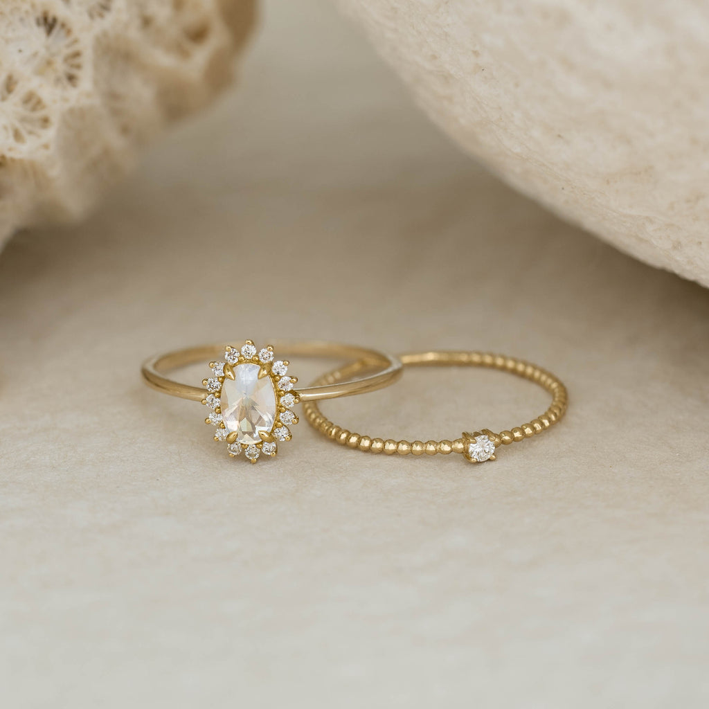 Diamond Beaded Ring 14k Gold - Natalie | Linjer Jewelry