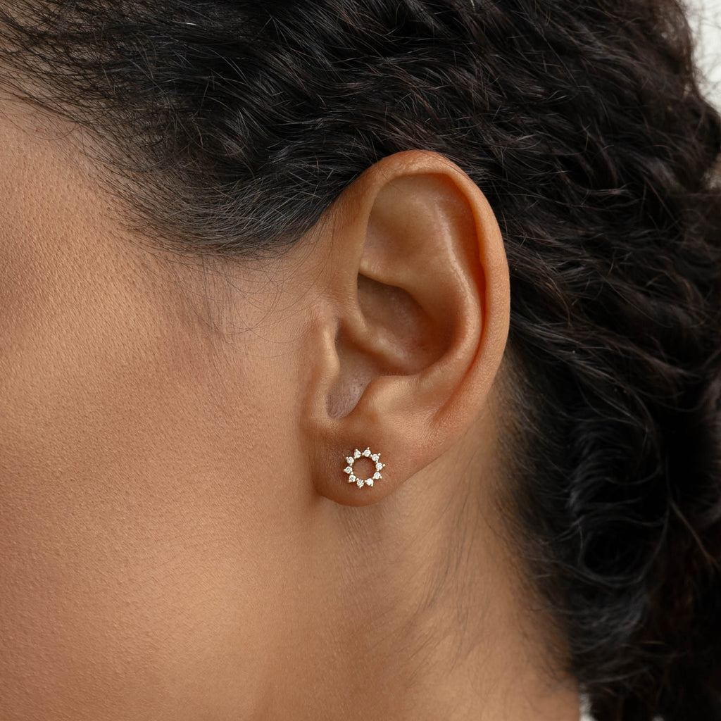 Diamond Sun Earrings 14k Gold - Emmeline | Linjer Jewelry