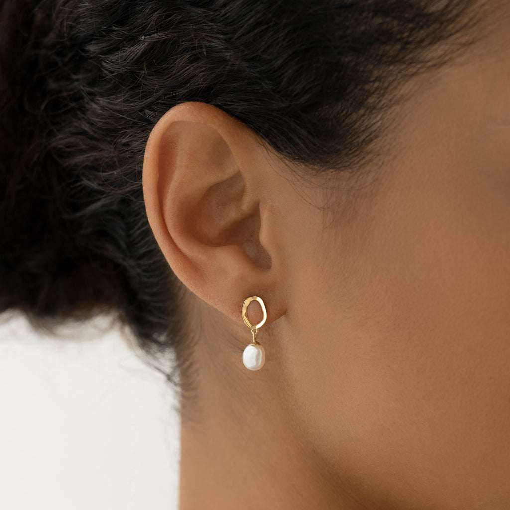 Pearl Drop Earrings 14k Gold - Marlowe | Linjer Jewelry