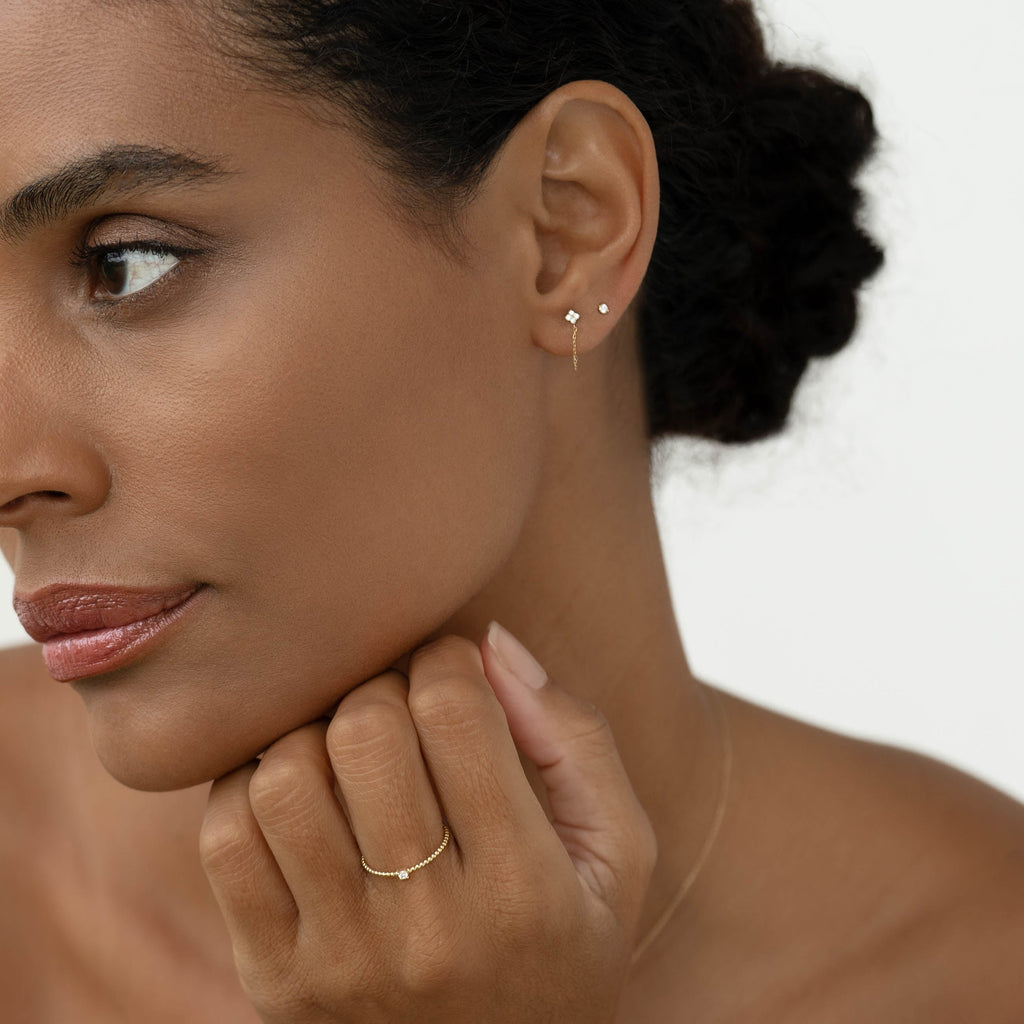 Diamond Beaded Ring 14k Gold - Natalie | Linjer Jewelry