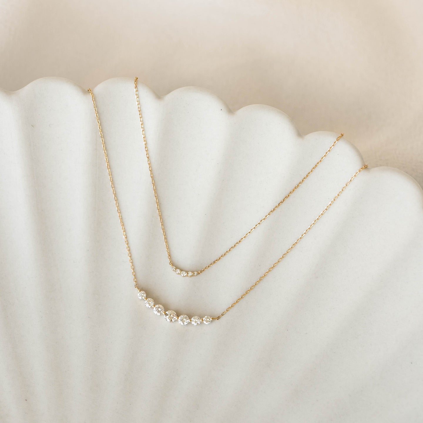 Graduated Diamond Necklace 14k Gold - Caterina | Linjer Jewelry