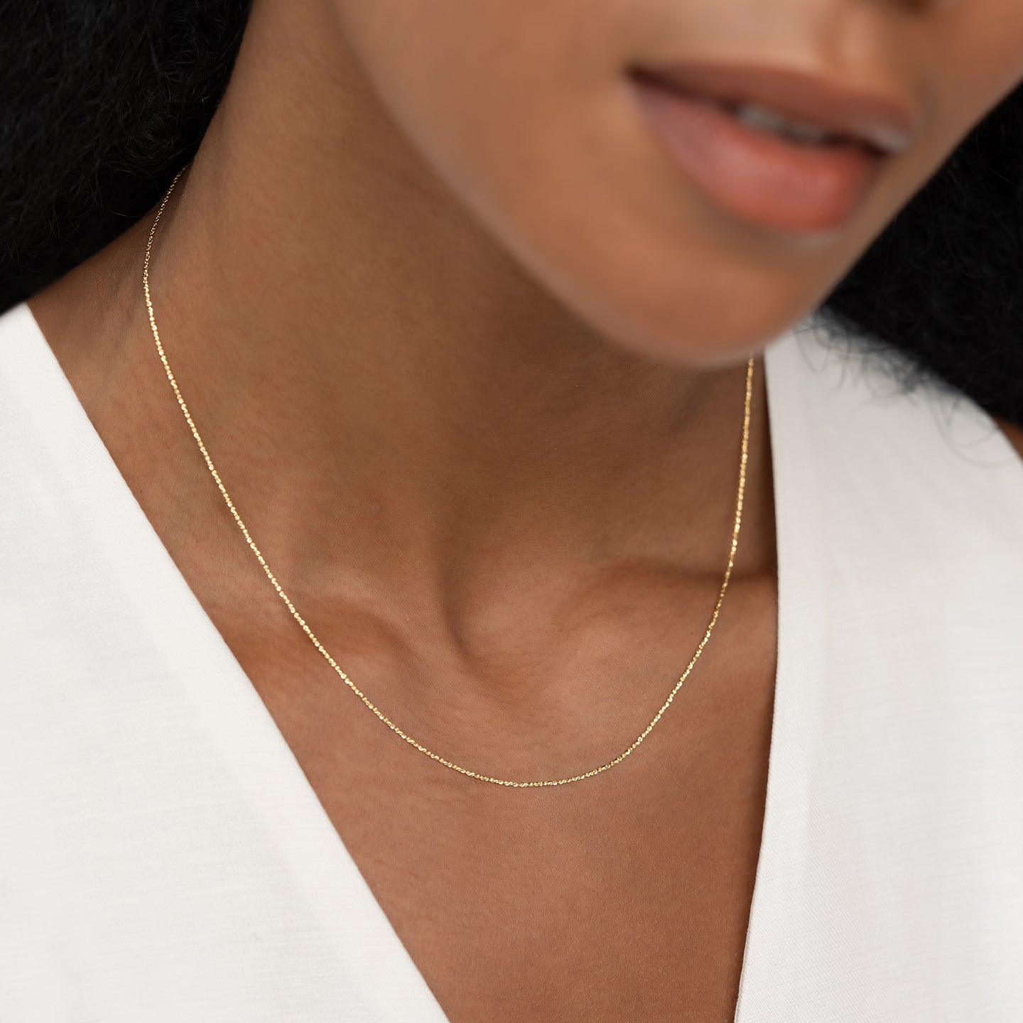 Tinsel Chain Necklace 14k Gold - Embla | Linjer Jewelry