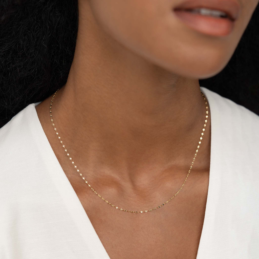 Mirror Chain Necklace 14k Gold - Mira | Linjer Jewelry