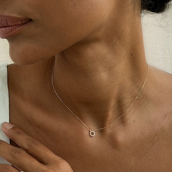 Diamond Sun Necklace White Gold - Lova | Linjer Jewelry