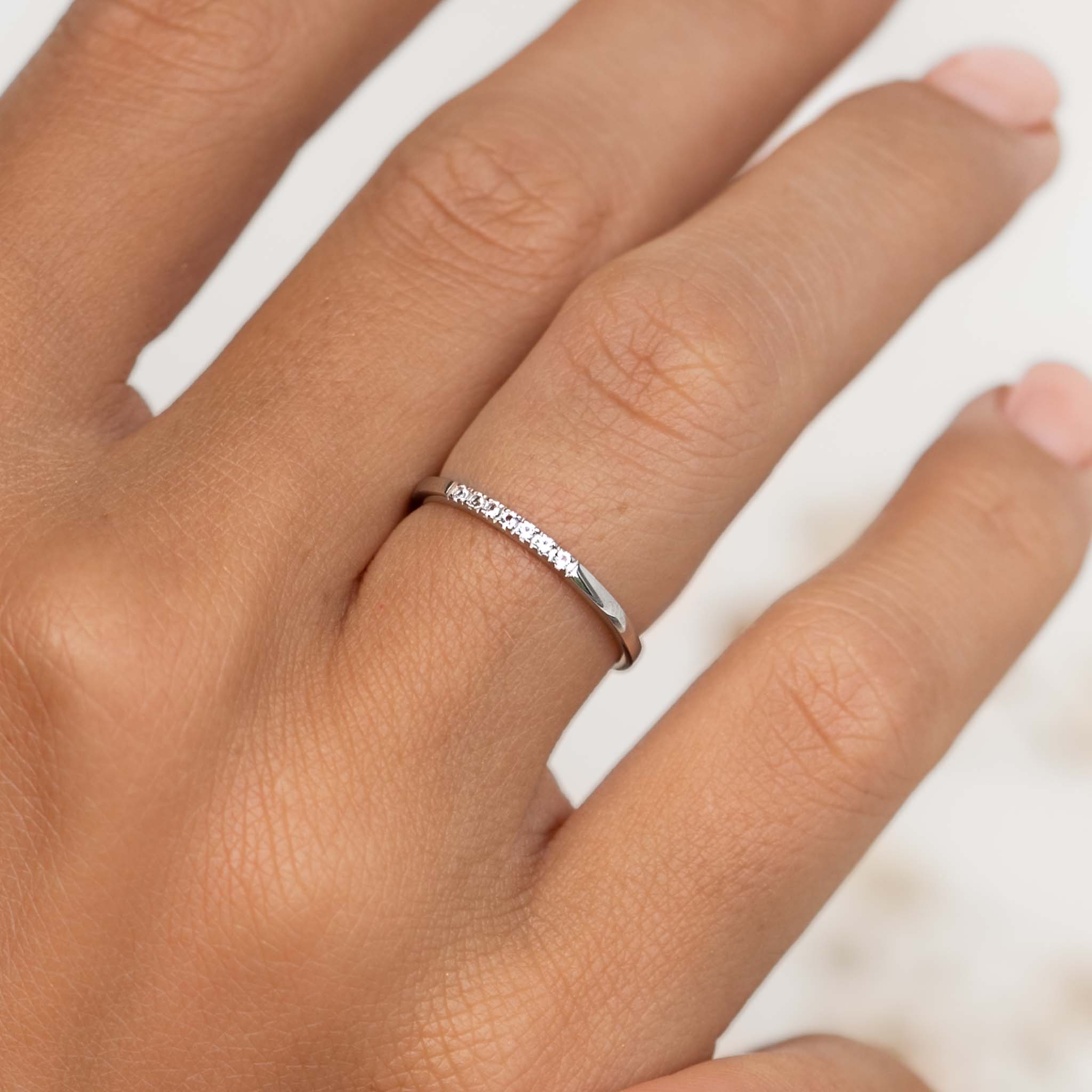 Diamond Pave Band White Gold - Miriam | Linjer Jewelry