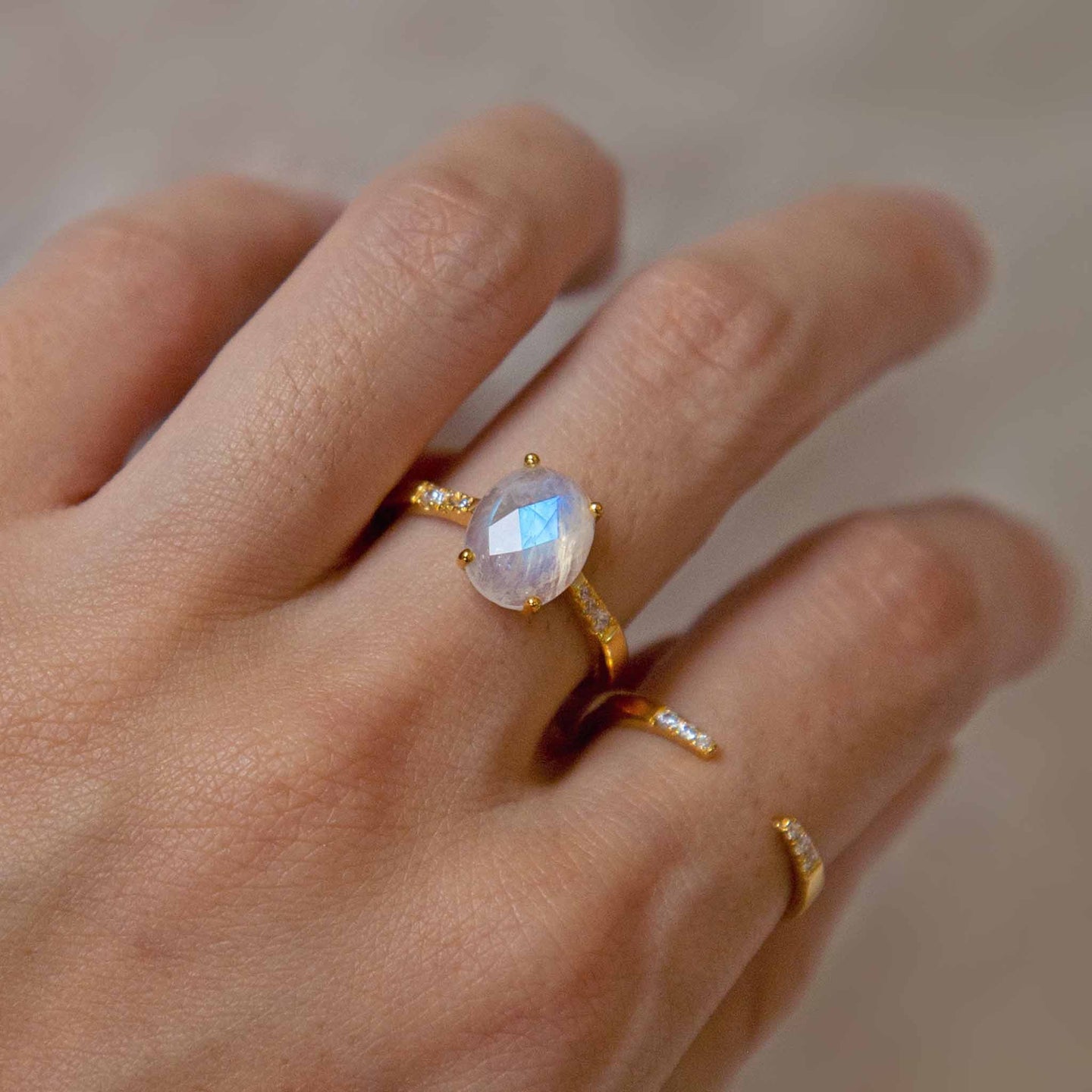 Moonstone Ring Set - Serena & Hailey | Linjer Jewelry
