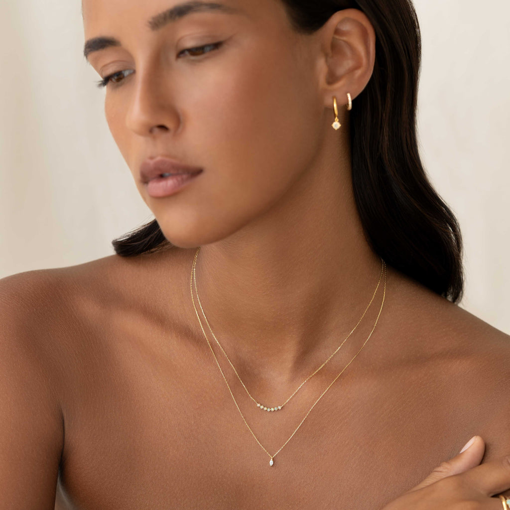 October Birthstone Necklace 14k Gold - Opal | Linjer Jewelry