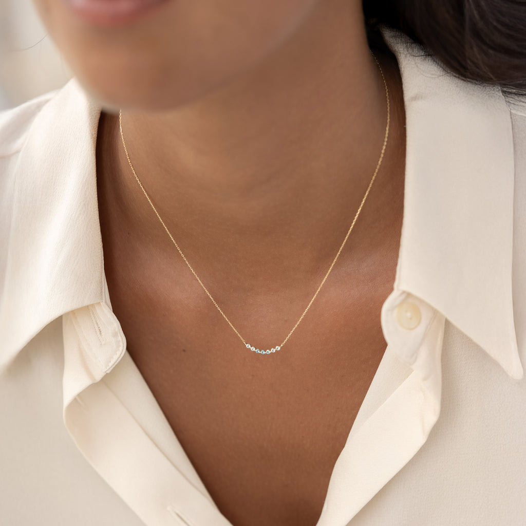 September Birthstone Necklace 14k Gold - Ombre London Blue Topaz ...