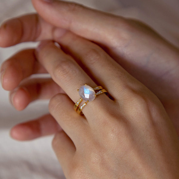 Moonstone Ring Set - Serena & Hailey | Linjer Jewelry