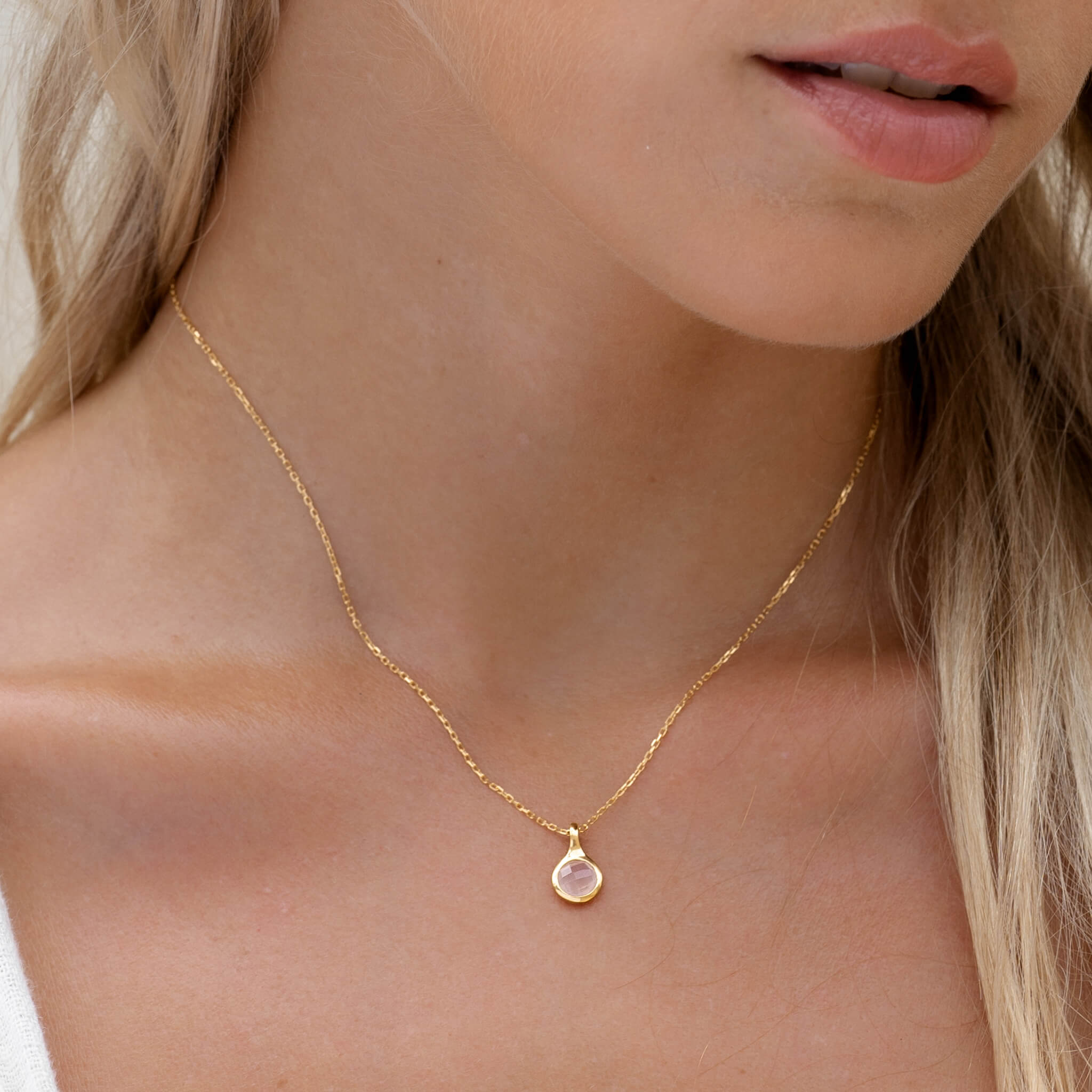 Rose Quartz Necklace - Sigrid | Linjer Jewelry