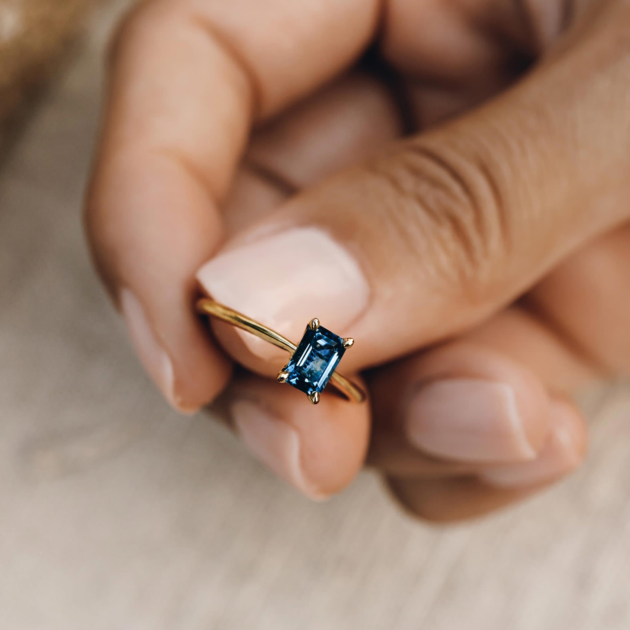 Baguette Ring London Blue Topaz - Charlotte | Linjer Jewelry