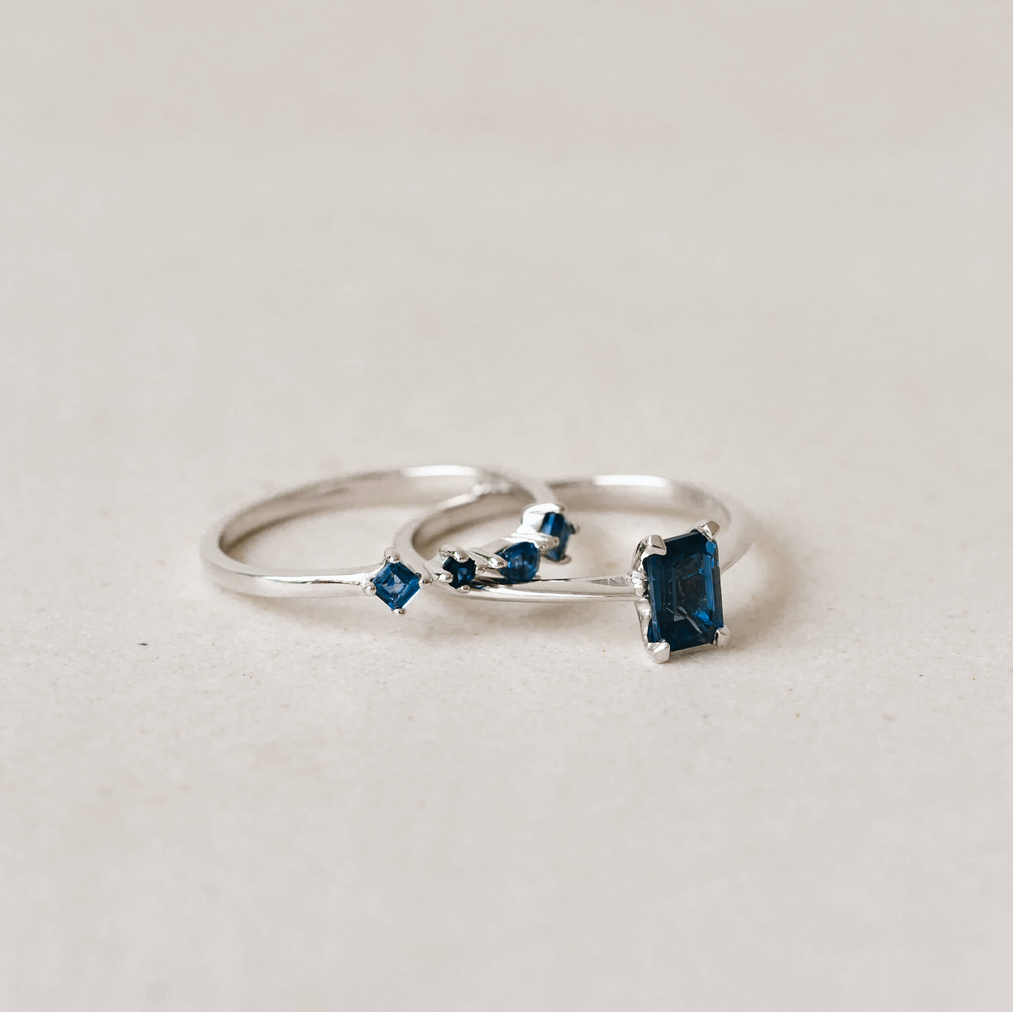 Baguette Ring London Blue Topaz Silver - Charlotte | Linjer Jewelry