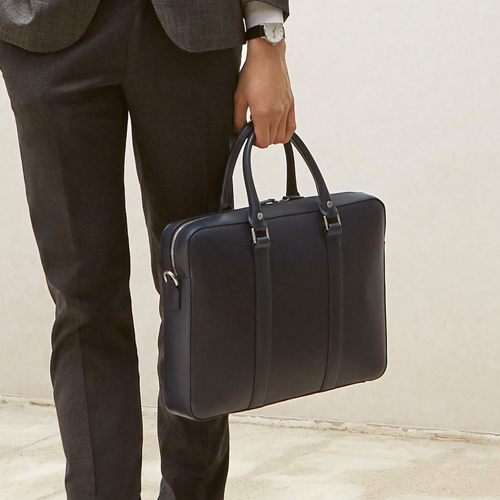 The Soft Briefcase - Navy | Linjer Leather Goods